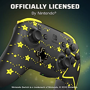 PDP REMATCH Enhanced Wireless Nintendo Switch Pro Controller - Rechargeable Battery Powered, Mario Super Star Glow in the Dark