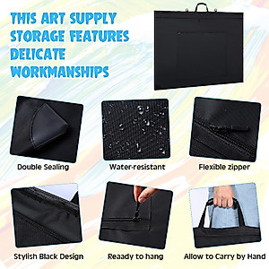 Huhumy 48 x 36'' Extra Large Artist Portfolio Case with Shoulder, Waterproof Leather Corners Black Art Portfolio Bag for Drawing Sketching Poster Artwork Drawing Canvas Photography Poster