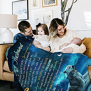 Gift to My Husband Blankets from Wife Ultra-Soft Micro Fleece Throws Blanket for Best Husband Birthdays Anniversary Wedding Gifts Blankets for Bed Bedding Sofa Travel 60" x 50"