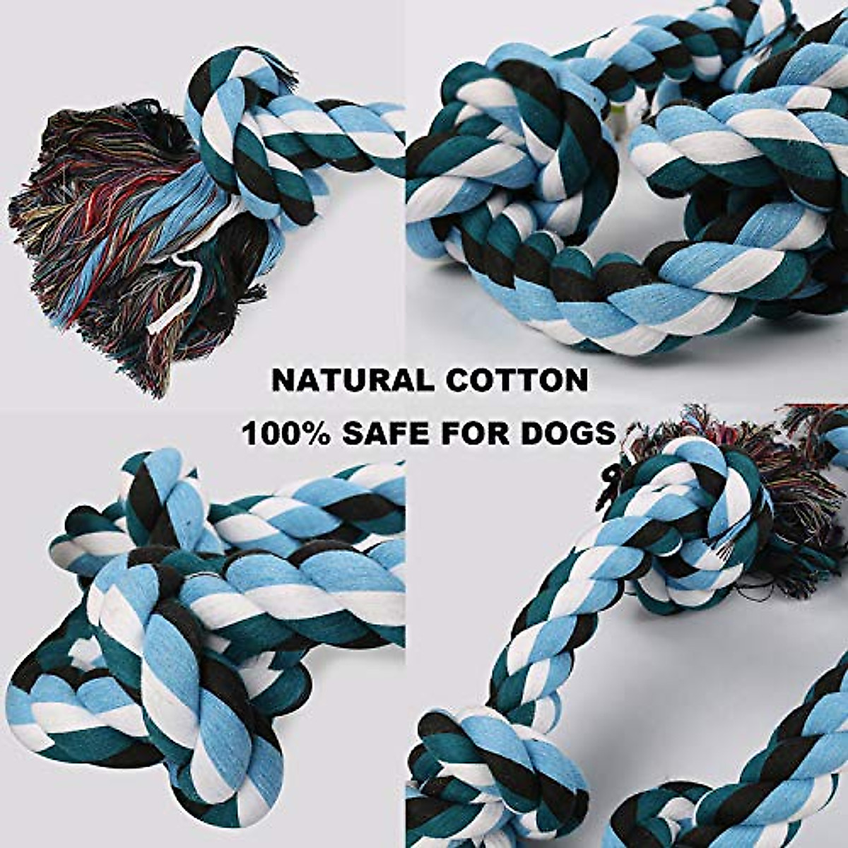 LECHONG Dog Toys for Aggressive Chewers Tough Rope Chew Toys for Large and Medium Dog 3 Feet 5 Knots Indestructible Cotton Rope for Large Breed Dog Tug of War Dog Toy Teeth Cleaning