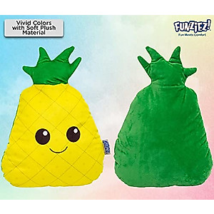 FUNZIEZ! Pineapple Plush Decorative Throw Pillow - Novelty Fruit Shaped Stuffed Pillow 14.5 x 10 in