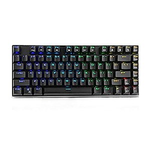 Teerwere Gaming Keyboard 81 Key USB Wired RGB Backlit Blue Switch Mechanical Gaming Keyboard ABS Keycaps Mechanical Gaming Keyboard (Color : Black, Size : One Size)