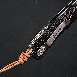 SDOKEDC Best Handmade Damascus Pocket Knife For Men Flipper Folding Hunting Knives With Liner Lock Clip Camping Survival Gear Edc Self Defense Knife (Ebony)