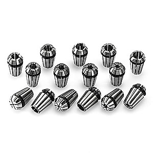 Genmitsu 15PCS ER11 Precision Spring Collet Set for CNC Engraving Milling Lathe Chuck Tool, 1.0mm-7.0mm & 1/4", 1/8"