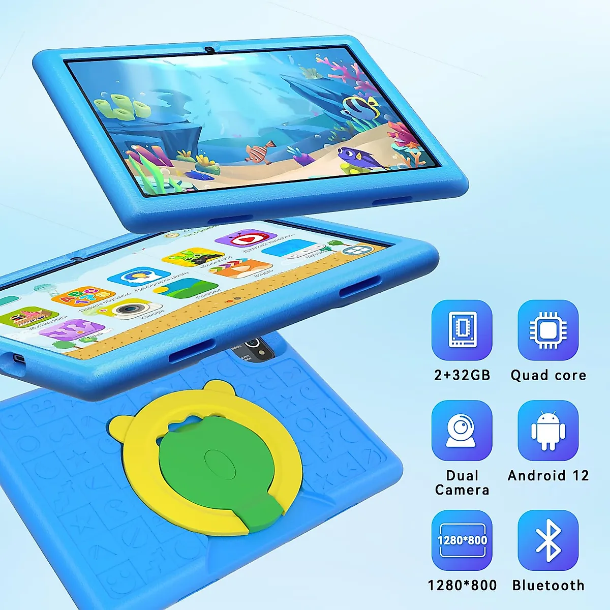 Tablet for Kids 10" Android 12 Kids Tablet with 2GB RAM, 32 GB ROM, Dual Camera, Bluetooth, 5000mAh Battery