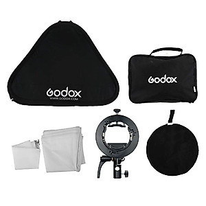 Godox Softbox 24"x24" with S2 S-Type Speedlite Bracket, Bowens Mount Soft Box Kit for Godox V1 AD400Pro AD200Pro AD200 V860II TT685II TT600 TT350