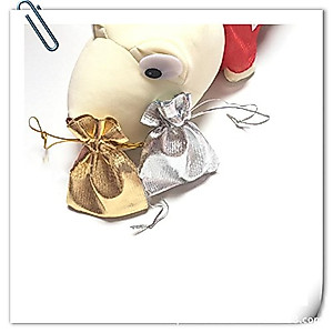 Wudygirl 100 PCS 3X4 inches Drawstring Satin Bags Mixed Gold Silver Jewelry Wedding Party Marbles Coins Pouches Bag (100 pcs Mix Gold Silver)