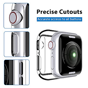2 Pack LϟK Case for Apple Watch 44mm SE/Series 6/5/4 Built-in Tempered Glass Screen Protector,All-Around Ultra Thin Bumper Full Cover Hard PC Protective Case for iWatch 4/5/6/SE 44MM - Clear