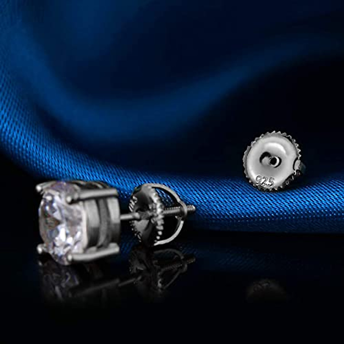 18K White Gold Screw Backs Replacement for Earring Studs - Fit for 0.032" Threaded Post (4 Pairs)