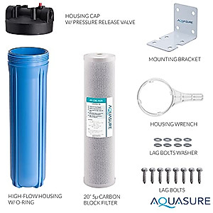 Aquasure Fortitude High Flow Whole House 5 Micron Carbon Block Water Treatment System - 20" x 4.5"