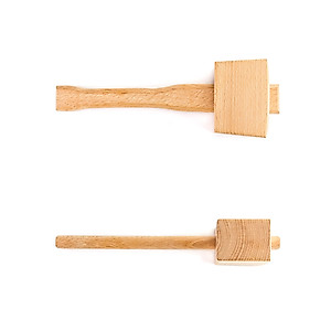 QWORK Wooden Mallet, 9.5" Manual Ice Hammer Mallet Beech Solid Carpenter Wood Hammer Woodworking Hand Tool