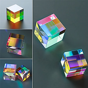 Six Sides Polishing Compact Glass Cube Prism X-Cube Prism RGB Dispersion Prism Physic Teaching Tool Physics Toy Home Office Decoration Desktop Decor Multicolor