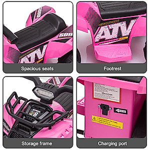 6V Electric Kids ATV Quad Ride-On Toy with MP3, USB, Lights - For 1-3 Year Old Boys and Girls