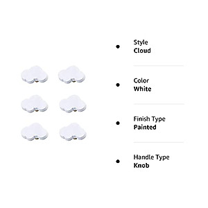 Skyscraper Cartoon Shape Soft Rubber Knobs for Kids Girls Boys Cabinet Handle pulls Drawer Knobs for Kids Room Cabinets Closets Toy Organizer Box Bookcase 6pcs/Set (Cloud, White)