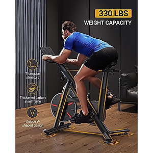 MERACH Exercise Bike, Bluetooth Stationary Bike for Home with Exclusive APP, Indoor Cycling Bike with Magnetic Resistance, 330lbs Weight Capacity, iPad Holder