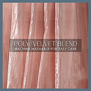 Elrene Home Fashions Korena Tie-Top Crushed Velvet Window Curtain Panel, Rustic-Chic Curtain Panel for Living Room or Bedroom, 52 Inches by 95 Inches, Blush, 1 Panel