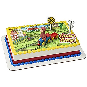 DecoSet® Curious George Train Cake Topper, 4-Piece Set, Keepsake Figures for Hours of Fun, Create an Adorable Birthday Centerpiece
