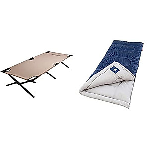 Coleman 765353 Trailhead II Military Style Camping Cot & Sleeping Bag | Cold-Weather 20°F Brazos Sleeping Bag, Navy, 10" x 17.8" x 10.4"