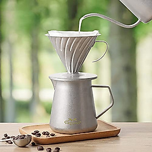 MERMOO YILAN Pour Over Coffee Maker Set 304 Stainless Steel Vintage Style Coffee Dripper with Coffee Server Set Perfec for 2-4 Cups
