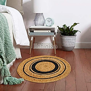 iinfinize Handmade Carpet Floor Mat Door Mat Yoga Mat Natural Jute Mat Kilim Indian Round Carpet 24 Inch Handwoven Door Mat Decorative Living Room Carpet Central Room Door Mat