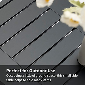 LebenLiebe Patio Side Table Aluminum Outdoor End Tables for Outside Small Rectangle Coffee Table Patio Furniture for Garden Backyard, Grey Frame