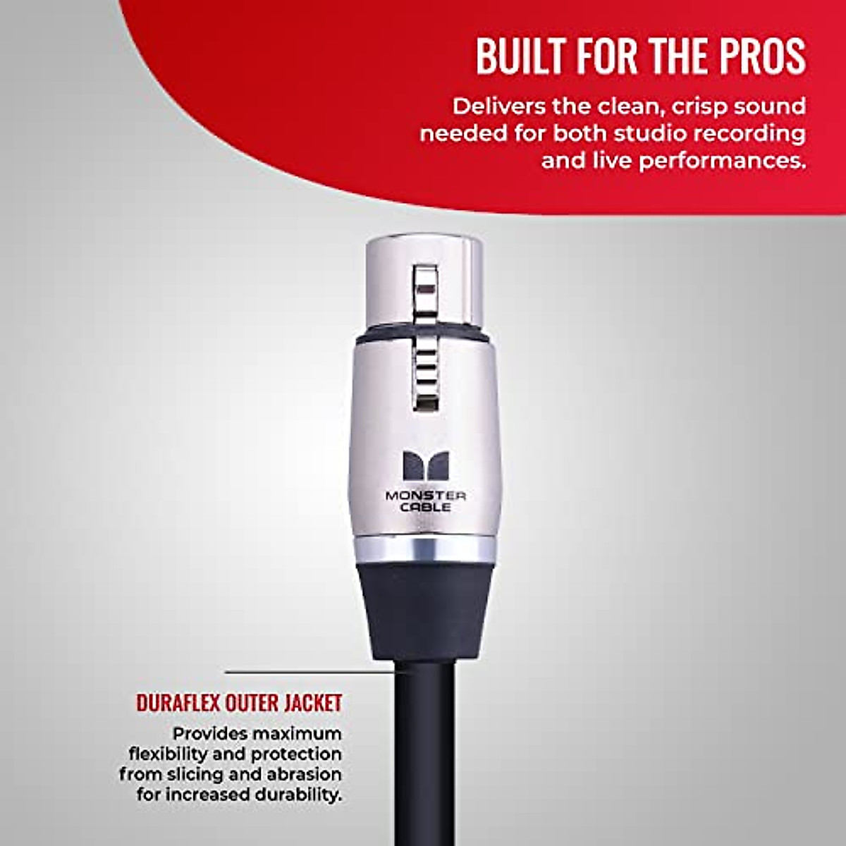 Monster Prolink Performer 600 Microphone Cable - Engineered with Custom XLR Connectors, Microfiber Dielectric, Duraflex Jacket, and Carbon Polymer Shielding, 20 ft. Cable