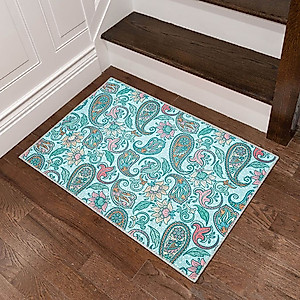 Benissimo Softwoven Rug, 24"x36" Front Door Mat, 85% Cotton Accent Area Rugs, Funny Colorful Printed, Machine Washable, Runner Floor Mat for Washroom, Doormat, Kitchen Decor, Angie Paisley