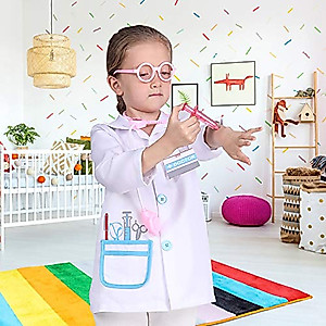 leegleri Doctor Lab Coat Role Play Costume Pretend Play Jacket for Toddler,Doctor Dress Up Outfit for Birthday Gift(3-4years)