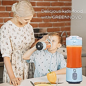 GREENNOVO Portable Blender, Smoothie Blenders, Personal Size Blender USB Rechargeable Smoothies and Shakes Juicer Cup, 4000mAh Battery Strong Power