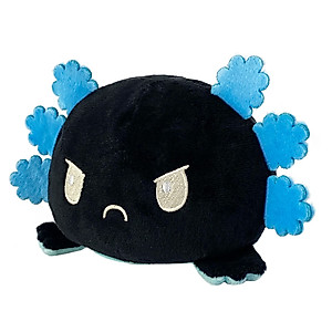 TeeTurtle - The Original Reversible Axolotl Plushie - Blue + Black - Cute Sensory Fidget Stuffed Animals That Show Your Mood 4 inch