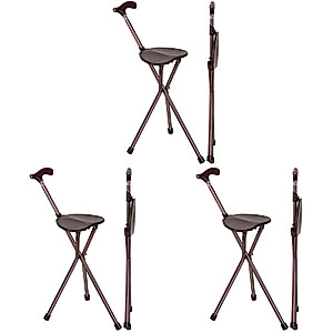 Switch Sticks Walking Stick, Walking Cane, Cane Chair, Quad Cane and Folding Cane with Seat is 34 Inches Tall, FSA HSA Eligible, and Supports up to 220 Pounds, Kensington (Pack of 3)