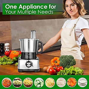 Davivy Food Processor 12 Cup,Stainless Steel Bowl Food Processor,6 Blades 9 Functions Vegetable Chopper for Home Use,Stepless Variable Control,Black,600W (12-Cup Stainless Steel Bowl)