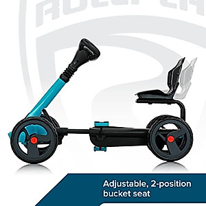 Rollplay Flex Kart XL Pedal Go Kart for Kids Featuring EVA Tires for Traction and Durability, 2-Position Adjustable Bucket Seat, and Easy Push-Button Folding Function for Easy Storage