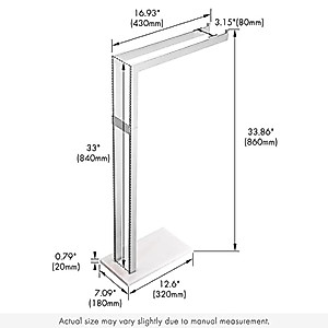 KES Standing Towel Rack with Heavy Marble Base, Double L-Shape Towel Stand for Bathroom Floor, Modern Towel Drying Rack SUS304 Stainless Steel Brushed Finish, BTH227-2