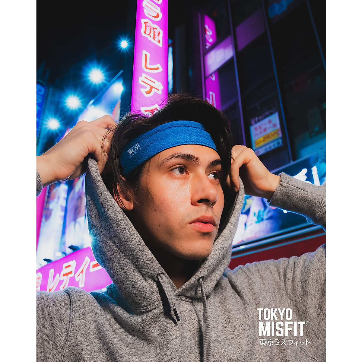 Tokyo Misfit - Japanese Headbands for Men & Women, Sweat Band, Workout, Yoga, Fashion, Running, Sports, Basketball, Bandana (Wave-Seigaiha)