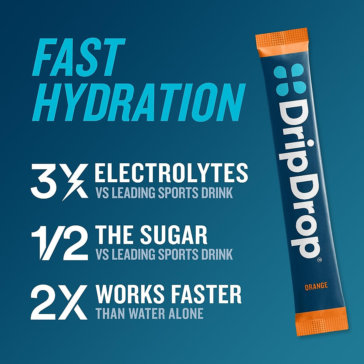 DripDrop Hydration - Orange - Electrolyte Drink Mix Single Serve Hydration Powder Packets | Non-GMO, Gluten Free, Vegan | 32 Sticks