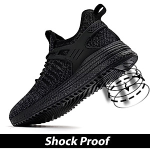 SDolphin Shoes for Men - Tennis Running Shoes for Gym Workout Athletic Sneakers Standing Comfort Non Slip Fashion Allblack Size 10.5