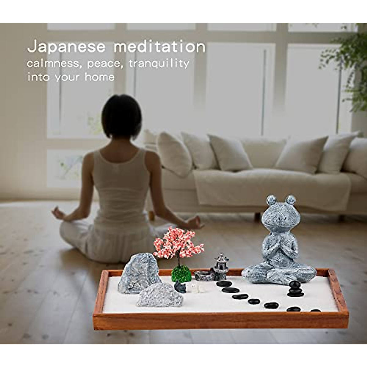 Zen Garden for Desk Jardin Zen Garden Kit Min Zen Garden Accessories Frog-Shaped 14 x 10 inch