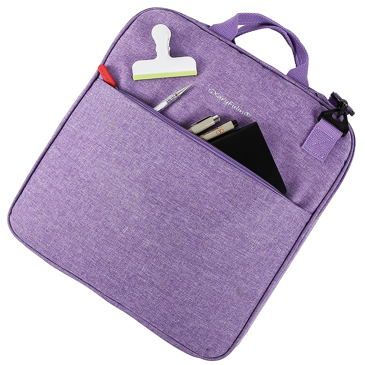 GXaryFulin Zipper Binder with Shoulder Strap & Handle, 3 O-Ring Binder for Office & School Supplies (2 inch, Blue)