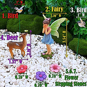 Mood Lab Fairy Garden - Miniature Accessories and Figurines Kit - Deer Set of 7 pcs - for Outdoor or House Decor