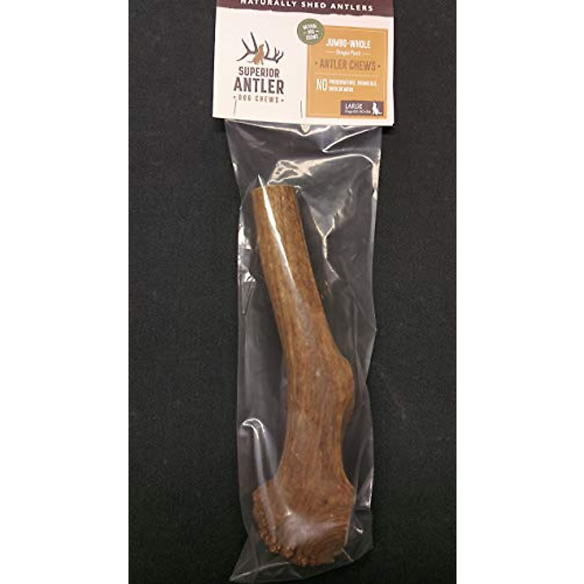 1-GIANT-JUMBO Whole Elk Antler for Dogs –XXXL All Natural premium Grade A. Antler Chew. Naturally Shed, Hand-picked, and made in the USA. NO ODOR, NO MESS. GUARANTEED SATISFACTION. For dogs 60-90+ Lbs
