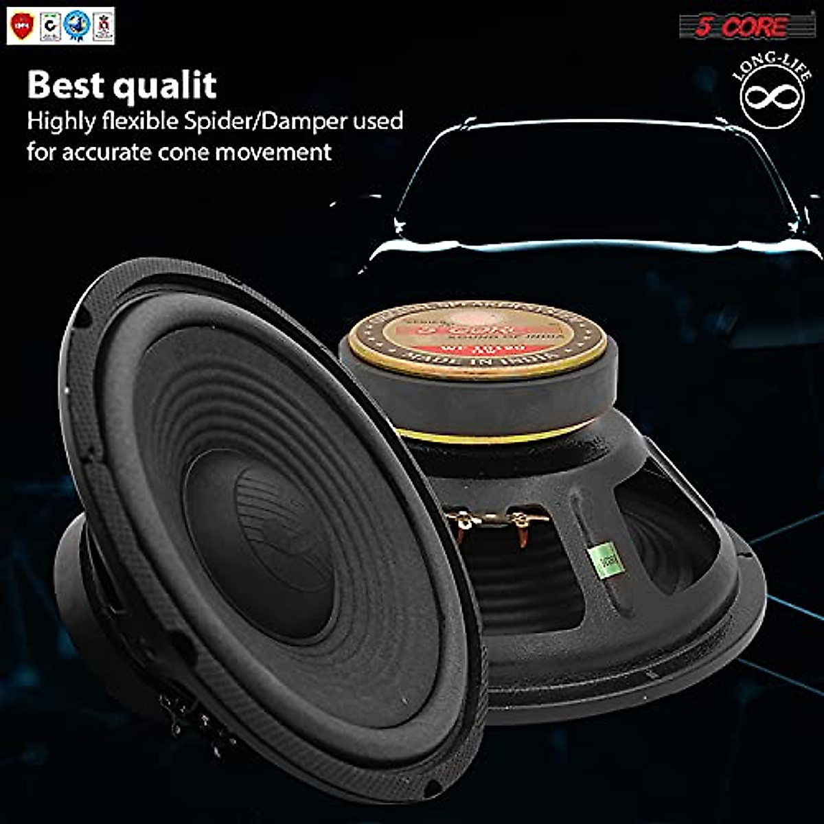 5Core 10" inch Subwoofer Replacement DJ Speaker Car Sub Woofer 1000W PMPO Dual 8 Ohm WF 10120