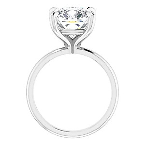 10K Solid White Gold Handmade Engagement Ring, 5 CT Cushion Cut Moissanite Diamond Solitaire Wedding/Bridal Rings for Women/Her, Minimalist Anniversary Ring Gifts (4.5)