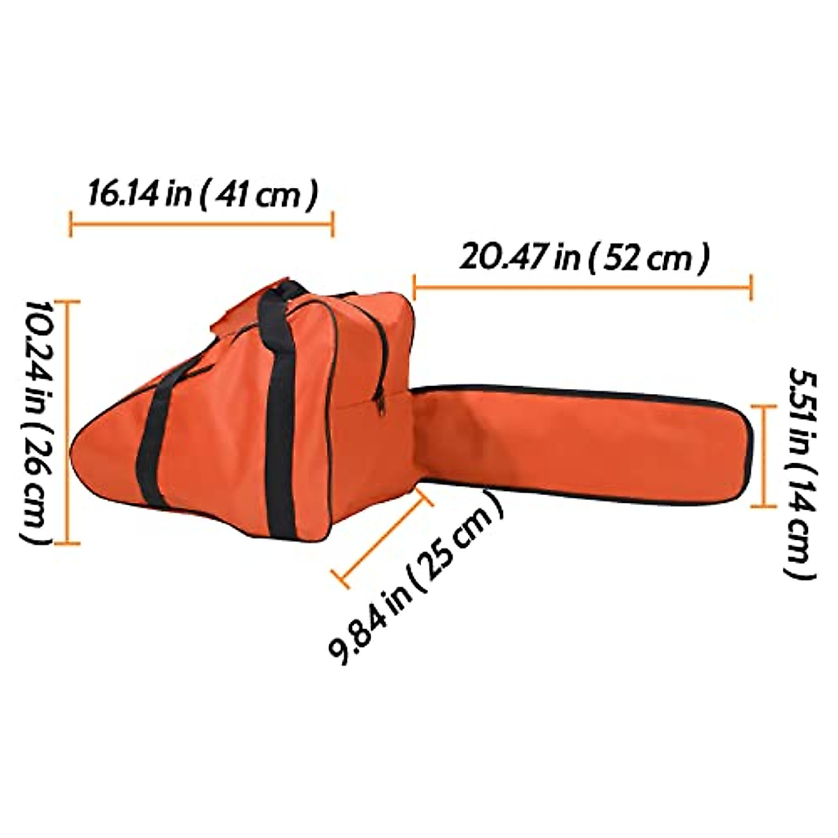 Aginkgo Chainsaw Bag Carrying Zipper Case for 20/22 inch Chainsaws Heavy-Duty Waterproof Oxford Chainsaw Carry Bag Protective Storage Bags Holder Full Protection Portable Bag (Orange)
