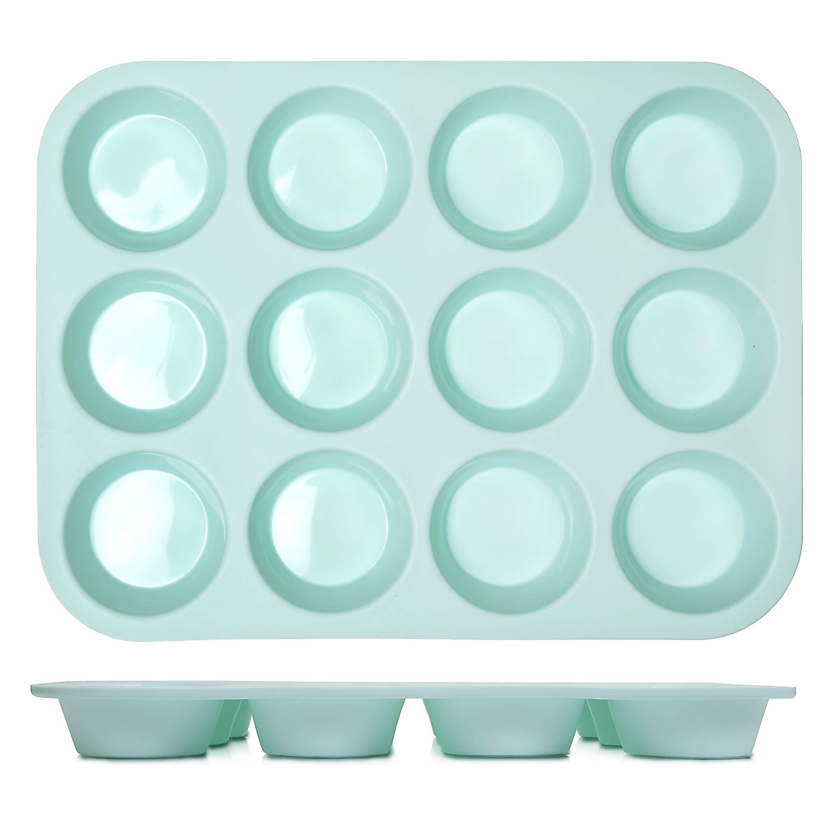 Muffin & Cupcake Silicone Baking Molds 24 Cup & Regular 12 Cup Dishwasher Microwave and Freezer Safe