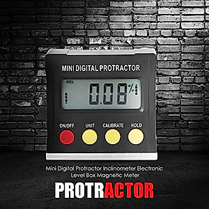 Carrfan Horizontal Angle Gauge, Digital Protractor, Inclinometer, Electronic Level Box with Magnetic Base Measuring Tools for Carpentry, Building, Automobile