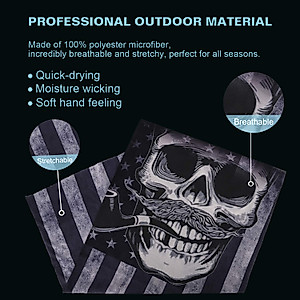 MoKo Halloween Face Mask for Cold Weather [6 Pack], Neck Gaiter Shield Scarf Elastic Balaclava Headbands Headwear, Windproof Skull Bandana for Men Women for Motorcycle Cycling Riding Skiing Party