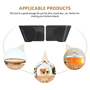 HEMOTON 5 Pairs Mounted Pot Lid Holder Self Adhesive Wall Door Pan Lid Cover Hanger Rack Multifunctional Kitchen Utensil Cutting Board Organizer (Black)