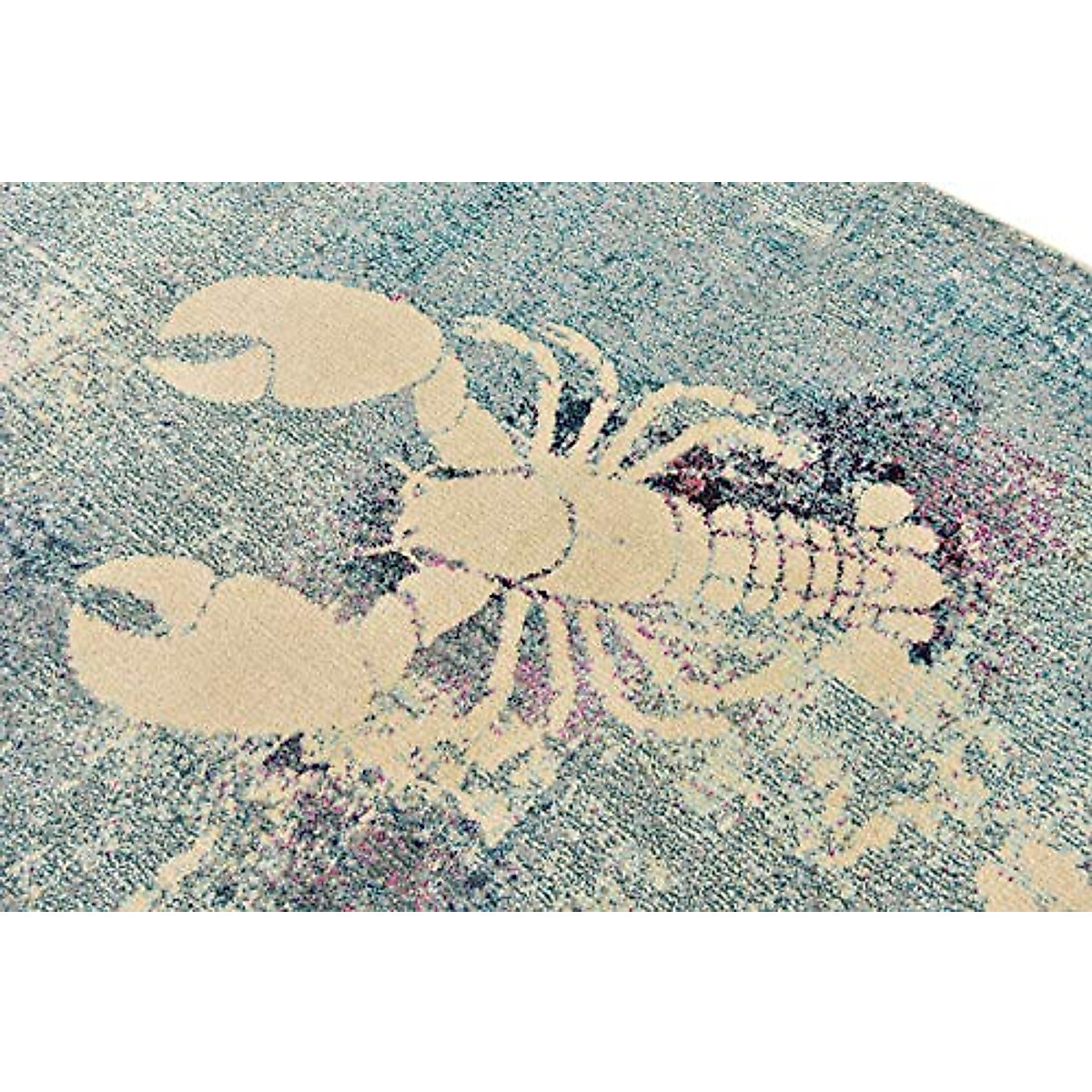 Unique Loom Positano Collection Coastal Modern Coral Lobster Shells Light Blue Area Rug (9' x 12')