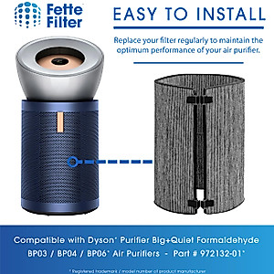 Fette Filter - Carbon Filter Replacement Compatible with Dyson K-Carbon, Compare to Part # 972133-02 & 972133-03 for Dyson Models BP03/BP04/BP06 Purifier Big+Quiet Formaldehyde Extra Large. 1-Pack